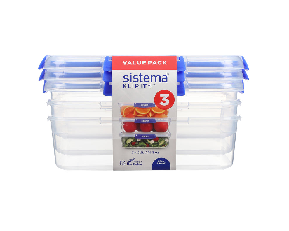 Klip It Plus 2.2L Rectangle 3 Pack – Sistema Plastics South Africa